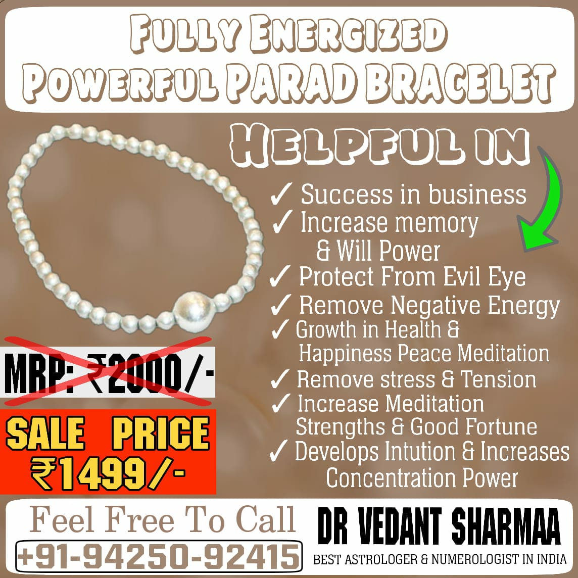 Energized Powerful Parad Bracelet - Online Best Astrologer in India